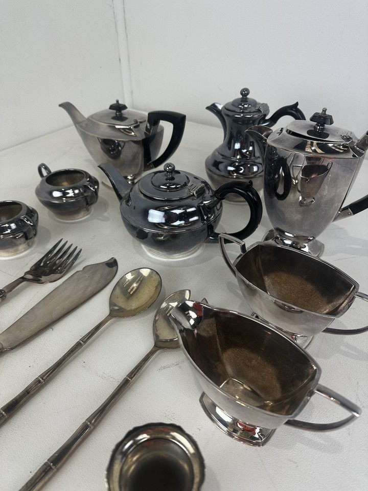 Job Lot Of Vintage Silver Plated Teapots And Accessories | eBay UK