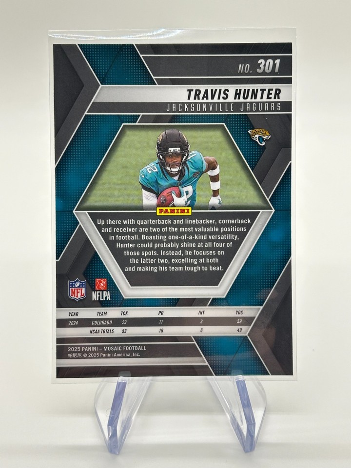 2025 Panini Mosaic Travis Hunter Rookie Card #301 Jacksonville Jags RC ...