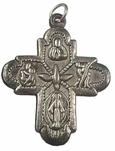 Vintage Catholic 5 Way Cross Silver Tone Religious Medal | eBay