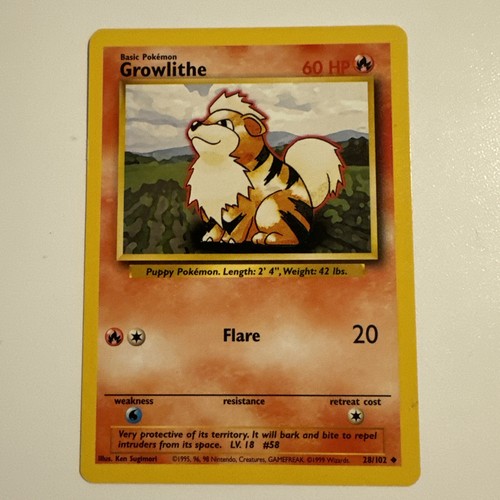 Pokémon TCG Growlithe Base Set 28/102 Regular Unlimited Uncommon | eBay
