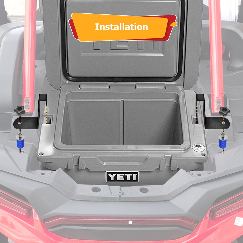 FOR Polaris RZR w/ YETI 35 Box Solid Steel Cooler Hold Down Brackets ...