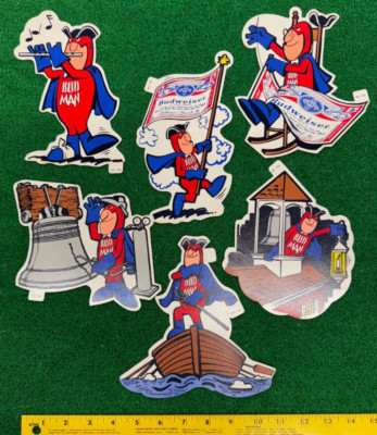 Budweiser Bud Man 1976 Bi-Centennial Stick-Ons 6 Different Sickers ...
