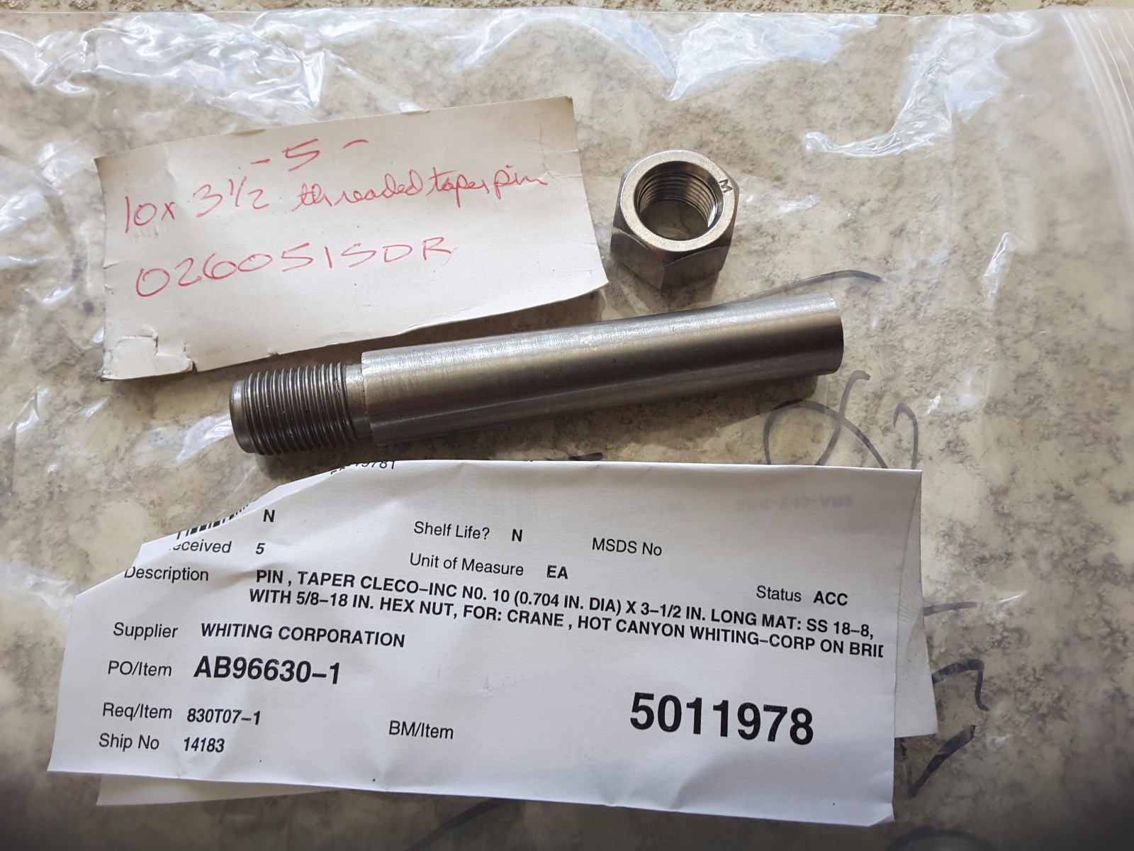 CLECO CRANE TAPER PIN #10 HOT CANYON WHITING NEW NOS $99 | eBay