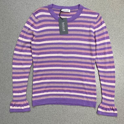 Kettlewell Purple Suzy Striped Glitter Shimmer Knitted Sweater Top X S ...