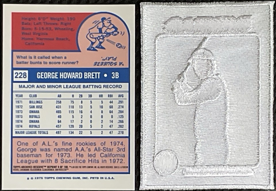 1975 Topps George Brett Cloth Blank Back Refractor RARE SSP Rookie RC ...