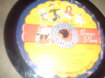 78RPM Cricket C25 1953 Pickwick, Best Liked Kiddie Songs, Cinderella V ...