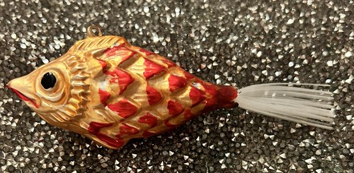 Rare Vintage German Mercury Glass Hand Blown Fish Spun Tail Orange Red ...