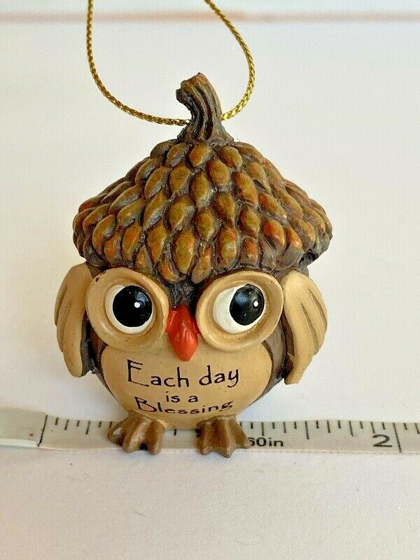 Ganz Owl with Acorn Hat Message Ornament Figurine "Each Day Is A ...