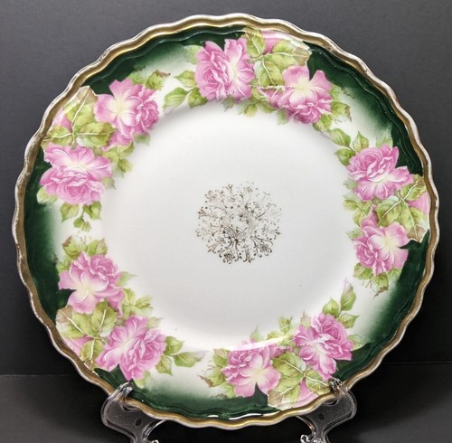1920s Weimar Germany Porcelain 8" Scalloped Plate Hand-Painted Roses ...