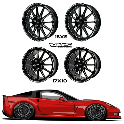 VMS RACING BLACKHAWK DRAG RACE RIMS WHEELS R 17X10 F 18X5 FOR CHEVY ...