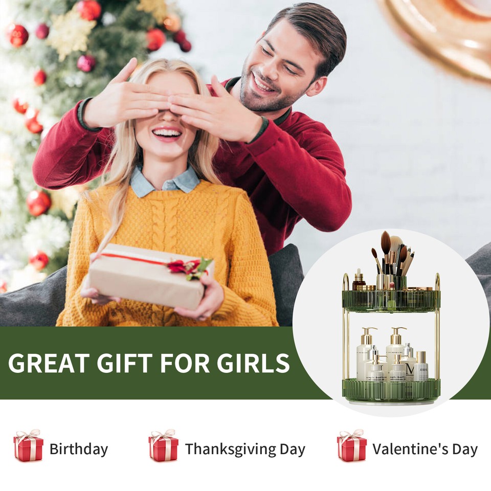 360° Storage Makeup Cosmetic Perfume Rotating Organiser Stand Tier ...