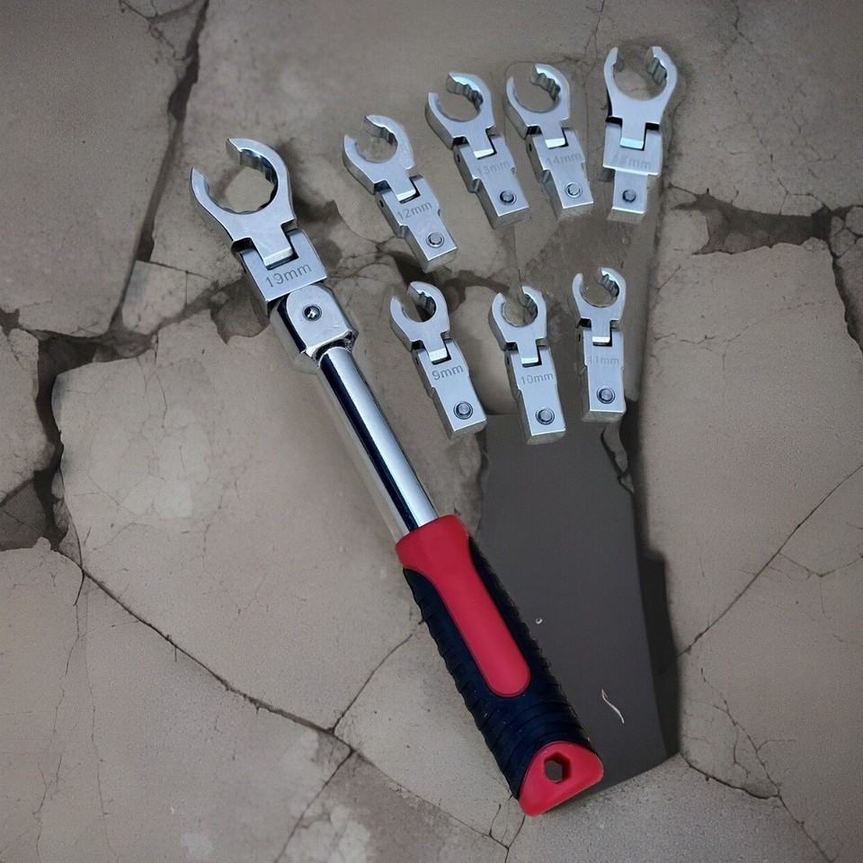 9pcs Flare Nut Flexible Open End Offset Box Wrench Metric Set Brake ...
