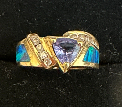 14 K gold tanzanite/opal ring size 6 | eBay