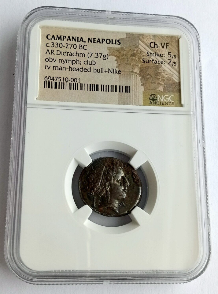 330 - 270 BC Neapolis Campania Ancient Greek AR Didrachm- NGC ChVF Club ...
