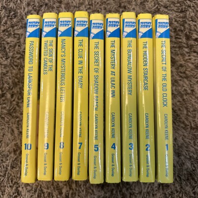 Lot Of 9 Nancy Drew Yellow Hardcover Mystery Stories Flashlight Books ...