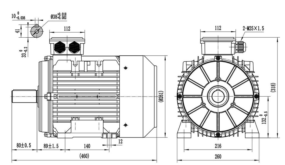 Techtop GR3-AL-TF-132SB3-2-B-D-10 Motor 10 HP 3600 Rpm 230/460 V 132S ...