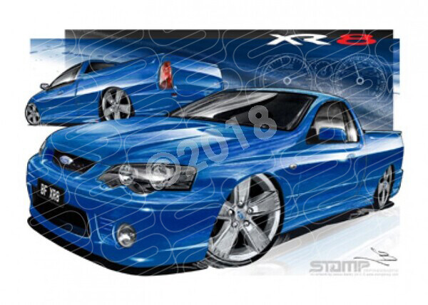 Ute BF XR8 UTE BF XR8 FALCON UTE SHOCK WAVE BLUE A1 STRETCHED CANVAS ...