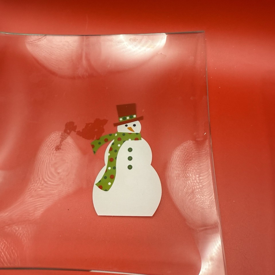 Pampered Chef Lot of 4 Christmas Snowman Appetizer Dessert Square Glass ...