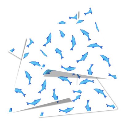 4x Triangle Vinyl Stickers Blue Watercolour Dolphins Ocean Art #50340 ...