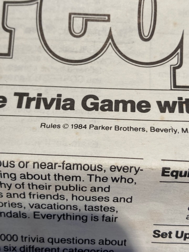 People Weekly Trivia Board Game Parker Brothers 1984 Vintage w ...