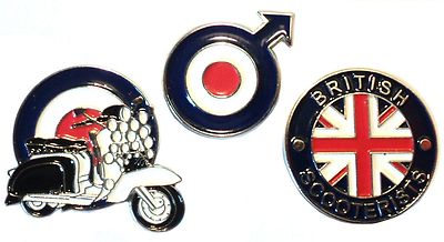 MOD Scooterist Enamel Badge Set Scooter On Roundel British Scooterists ...