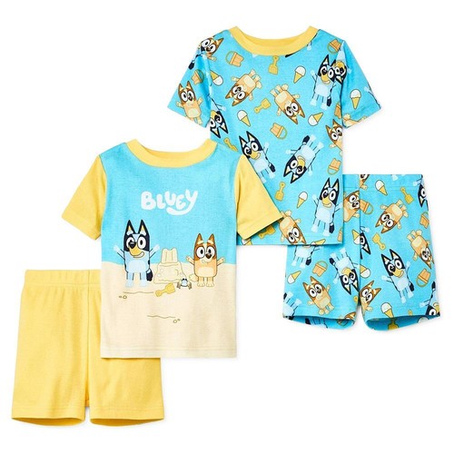 4 PC Bluey Pajamas Set Toddler Girls Boy Shirt Shorts 2T 3T 4T 5T ...