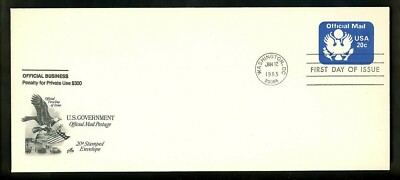 US FDC #UO73 Artcraft 1983 Washington DC Official Mail / Business Eagle ...