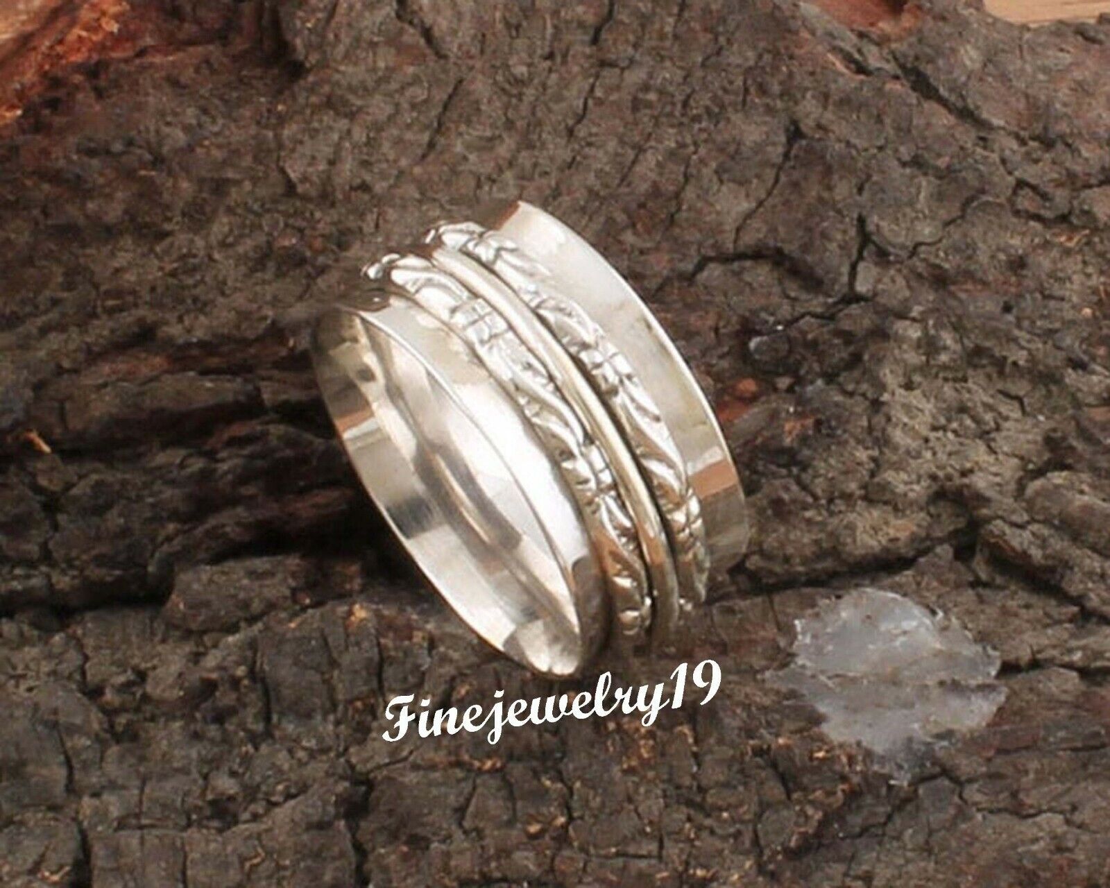 925 Sterling Silver Spinner Ring Meditation Ring Chunky Ring Gift Ring ...