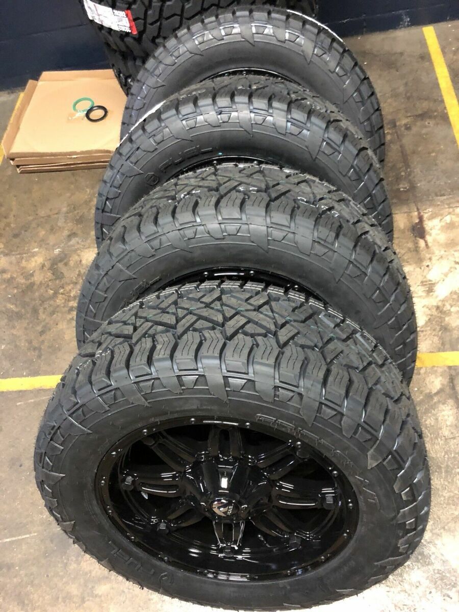20x9 Fuel D625 Hostage 33" AT Wheel and Tire Package 5x5.5 Dodge Ram ...