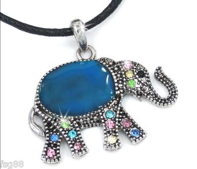 NEW Elephant Mood Multi Rhinestone Necklace Color Change Pendant ...