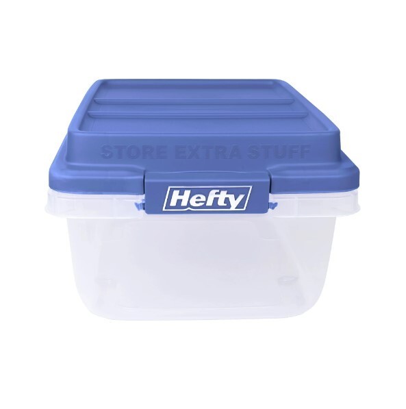 Hefty 18 Qt. Clear Storage Bin with Blue HI-RISE Lid | eBay