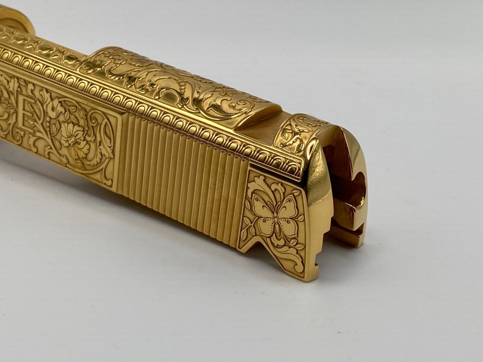 Deep laser engraved 1911 government slide and accent kit 24k gold ...