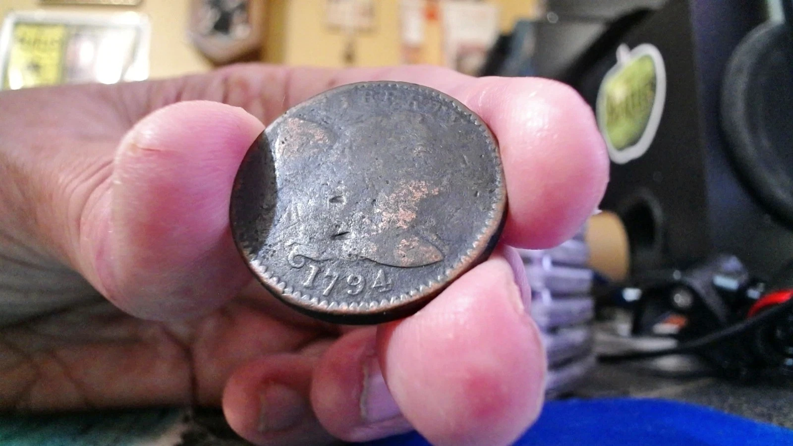 VERY-RARE, "1794", CAPPED-BUST LARGE CENT, "BOLD DATE", LETTERED EDGE ...