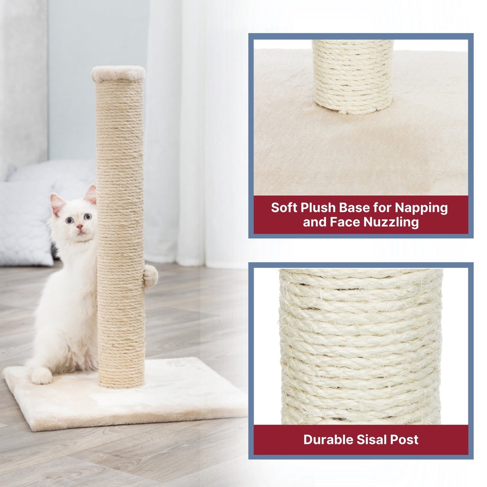 Parla Sisal 24.5" Cat Scratching Post with Plush Base, Gray | eBay