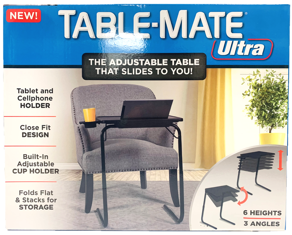 Table Mate Ultra Folding TV Tray Table and Cup Holder 6 Heights 3 ...