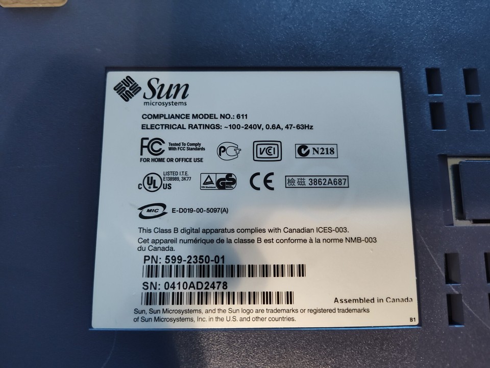 Sun Microsystems 599-2350-01 SCSI DDS4 Digital Data Storage tape drive ...