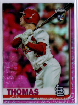 2019 Topps Chrome Baseball Pink Refractor Lane Thomas ROOKIE CARDINALS ...