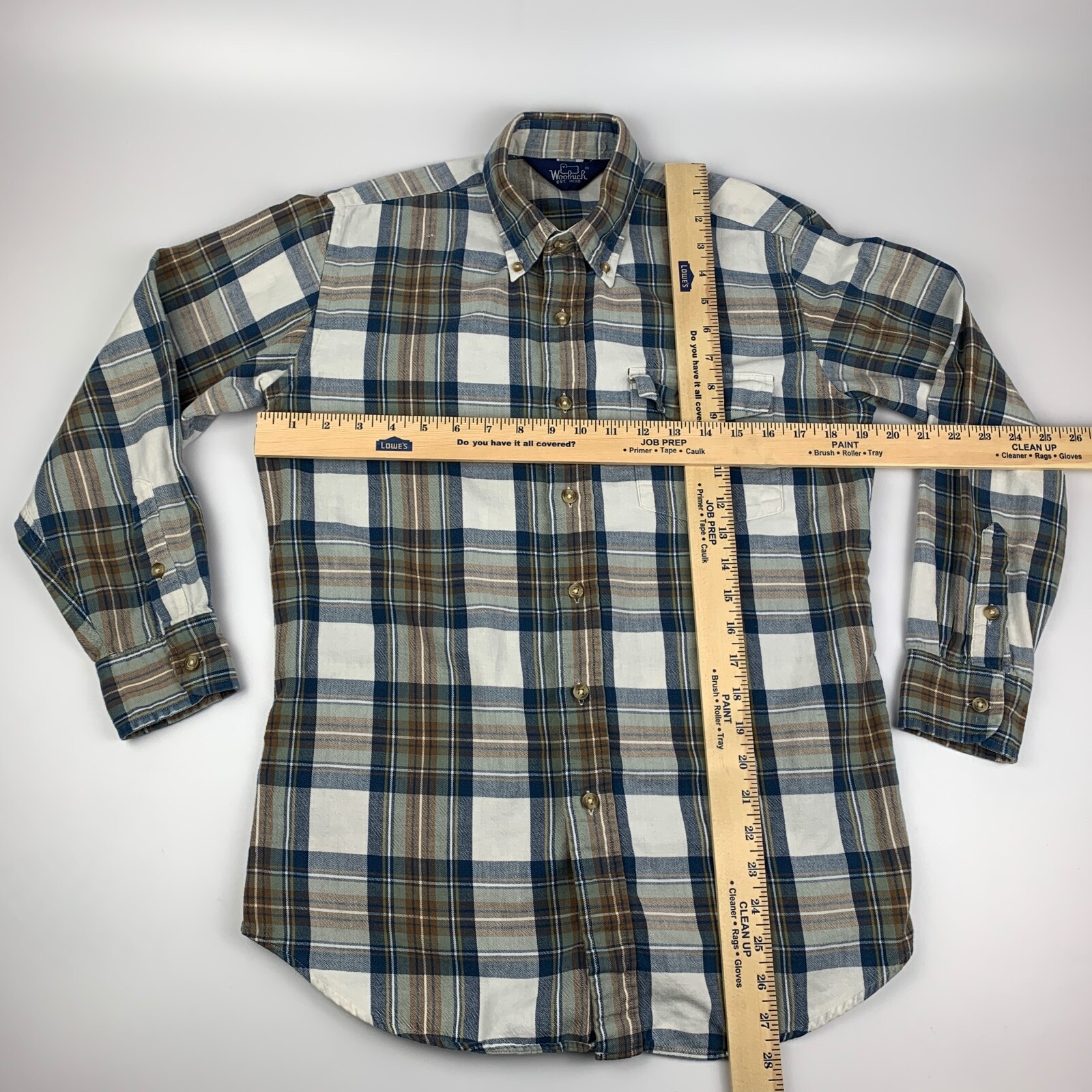Vintage Woolrich Men's Brown Tan Plaid Flannel Size S… - Gem