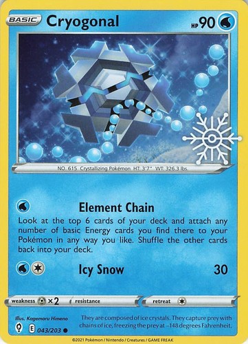 Pokémon TCG Evolving Skies Cryogonal #043/203 Snowflake Stamp | eBay