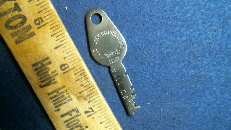 D.S.L. Co antique bank lock box Miller key vintage old safe deposit ...