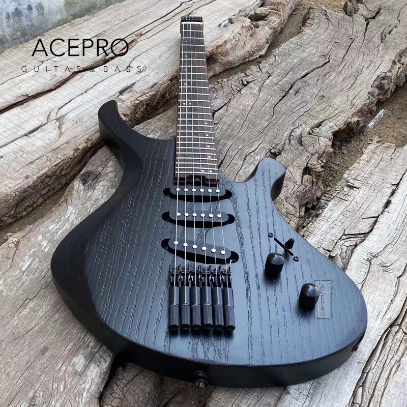 Acepro Headless Electric Guitar Ash Body Stainless Steel Frets Roast ...