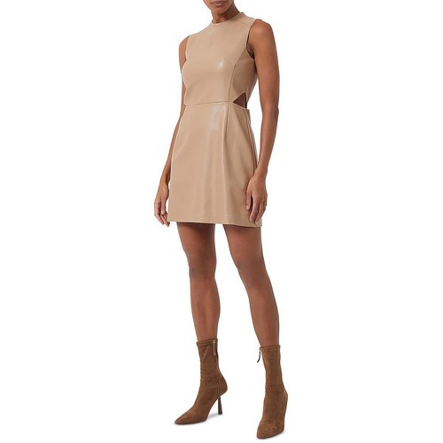 French Connection Womens Crolenda Tan Faux Leather Short Mini Dress 10 ...