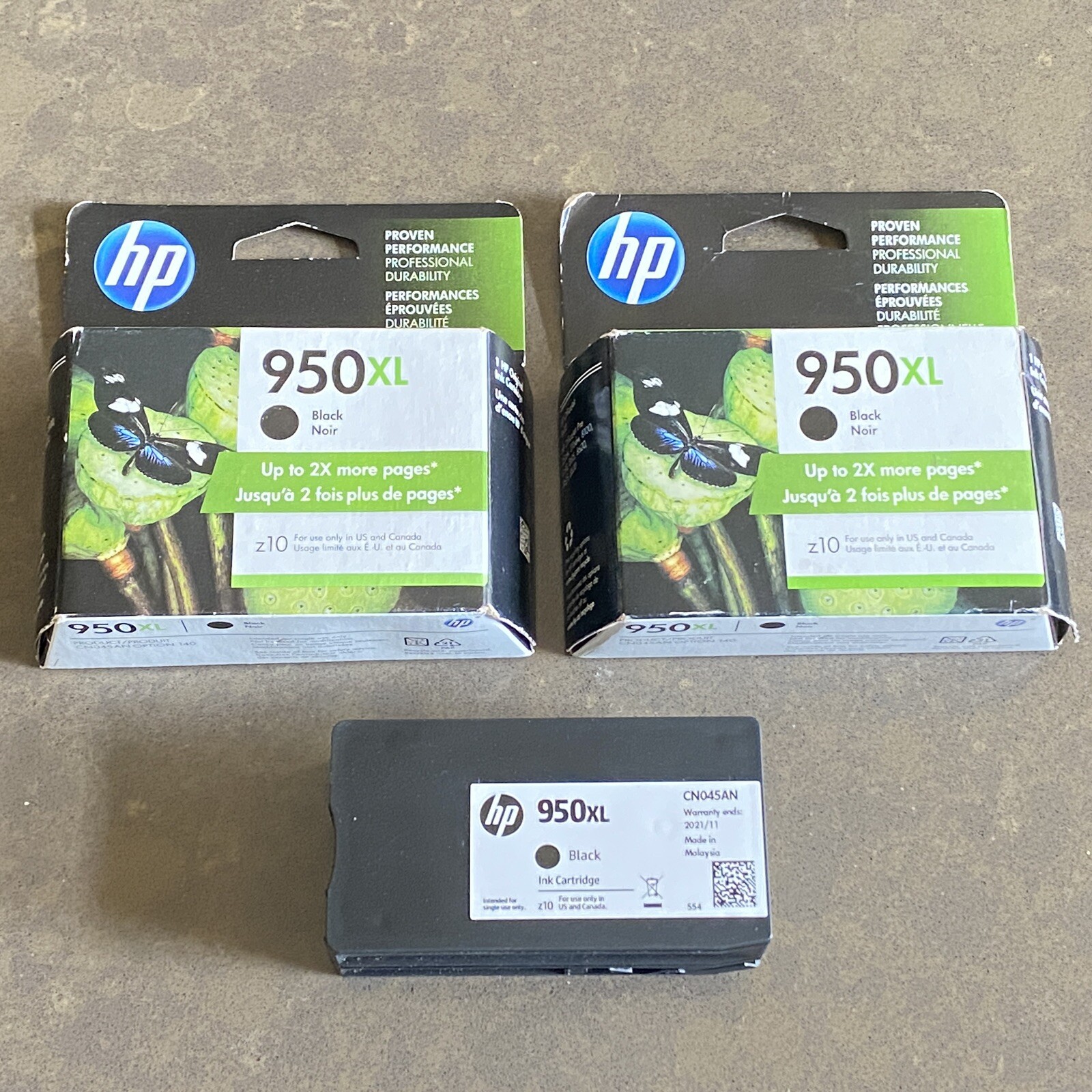 3 x Geniune HP 950 XL Black Ink Cartridge(2xNew Exp 2020, 1 x 50% Exp ...