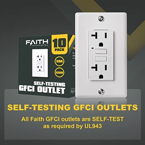 [10-Pack] 20A GFCI Outlets, Non-Tamper-Resistant GFI Duplex 10 Pack ...