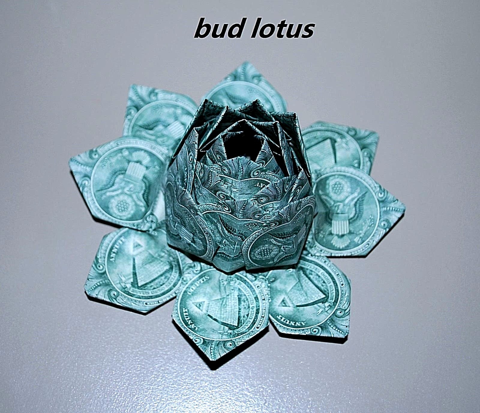 Money Origami lotus water lily flower 12 real $1 bills Gift Decor | eBay