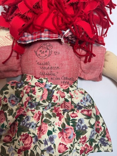 16" Rags Raggedy Ann Doll By Applause Fabric & Yarn Hair Signed By Kim ...