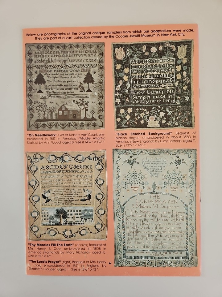 Paragon ANTIQUE MUSEUM SAMPLERS Cooper-Hewitt Museum Cross Stitch ...