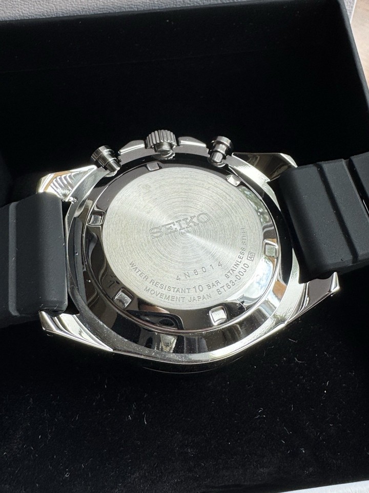 Seiko Chronograph Black Dial Black Rubber Men's Watch SSB347 | eBay