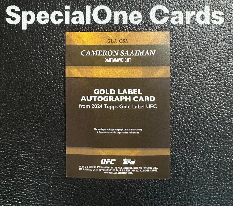 2024 Topps UFC Gold Label Cameron Saaiman RC auto/99-GX05 | eBay