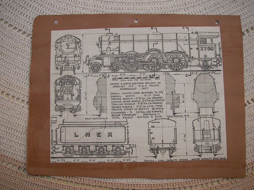 Eight Scale Drawings of LNER Vintage Locomotives See Description for ...
